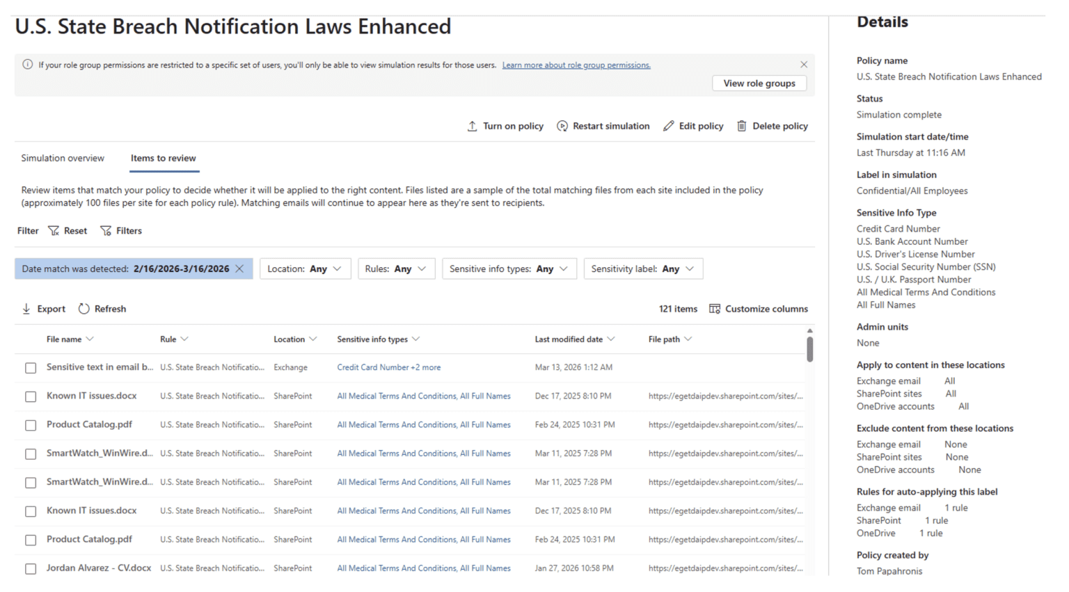 Purview Auto-Labeling Simulation Guide